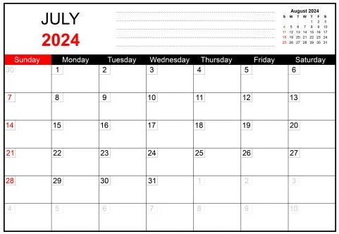 July Printable Calendar 2024 Download: Stay Organized and Embrace Summer