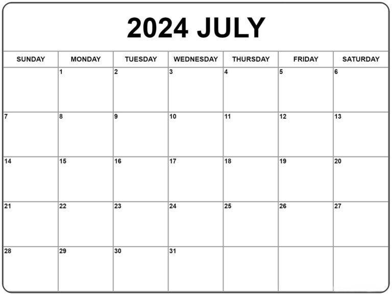 July Printable Calendar 2024 Download: Stay Organized and Embrace Summer